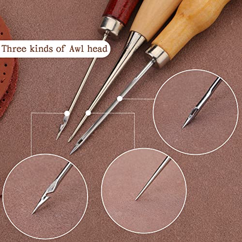 243Pcs Leather Working Tools and Supplies with Instruction, Leather Stamping Tools, Snaps and Fasteners Kit, Waxed Thread Cord, Cutting Mat, Leather Tooling Starter Kit for DIY Leather Craft