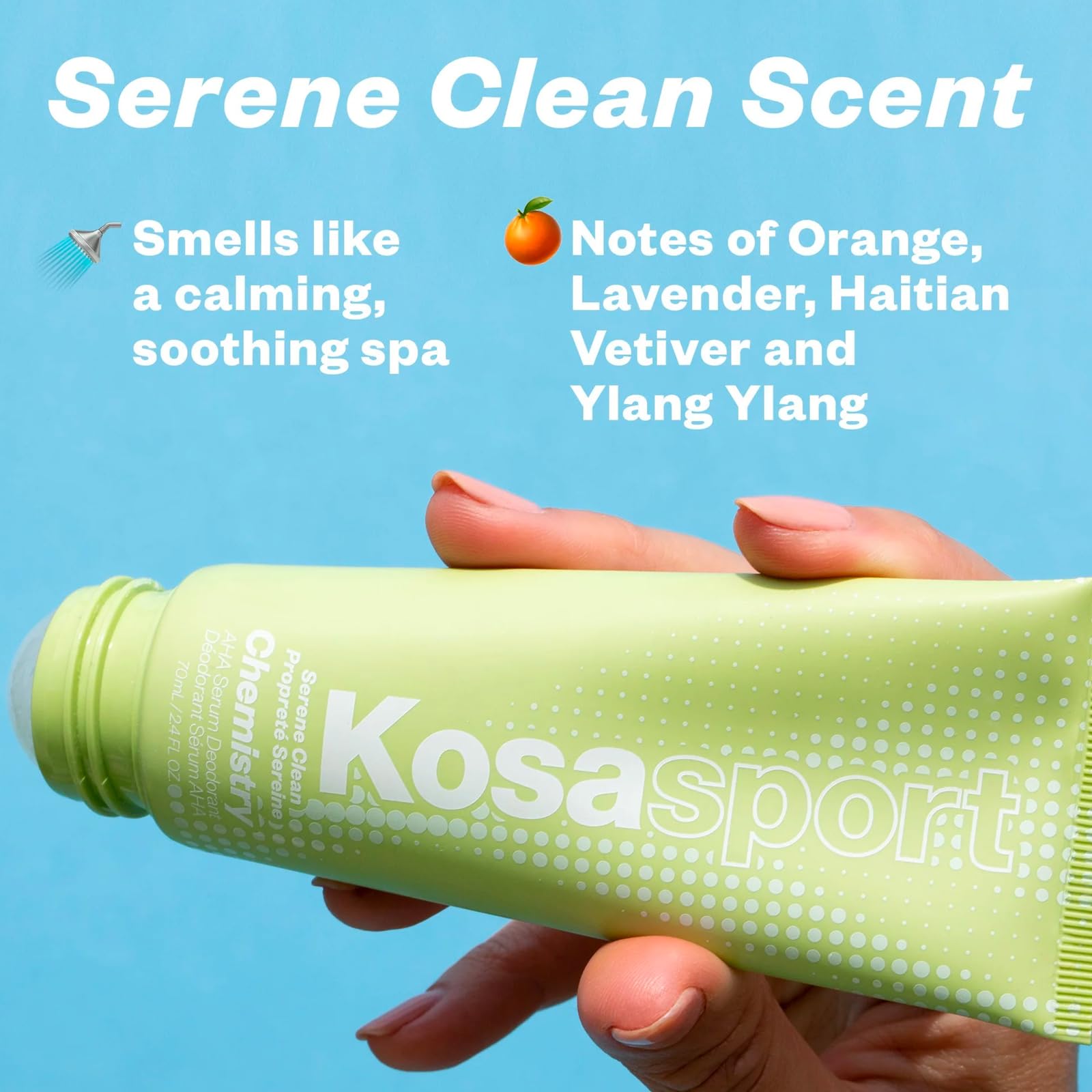 Kosas Chemistry Deodorant - Aluminium and Baking Soda Free + BO-Fighting AHA Serum that Exfoliates, Softens, and Nourishes the Skin, (Serene Clean)