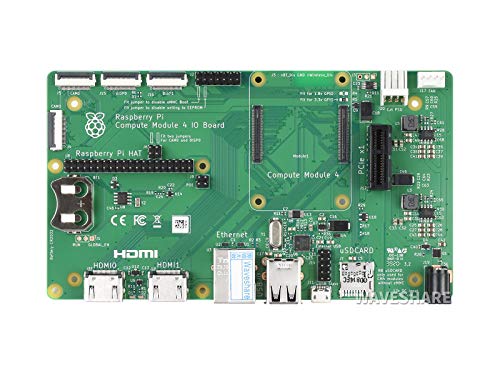 waveshare Original Raspberry Pi Compute Module 4 IO Board for All Variants of Compute Module 4,with Real-Time Clock Dual MIPI DSI/CSI Interfaces,USB Connectors