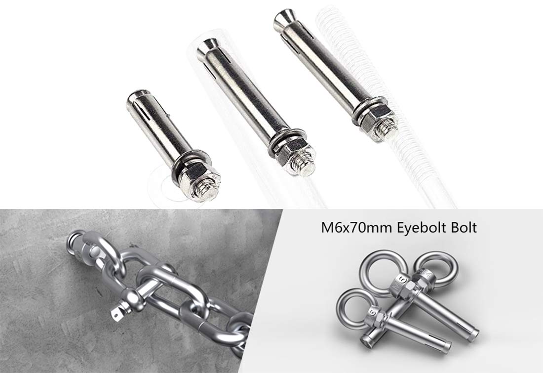 Amycheer Ring Lifting Expansion Eyebolt Screw Bolt 304 Stainless Steel Closed Hook Anchor Eye Bolt Wall Concrete Expansion Screws Bolts M6x80mm 5 Pack