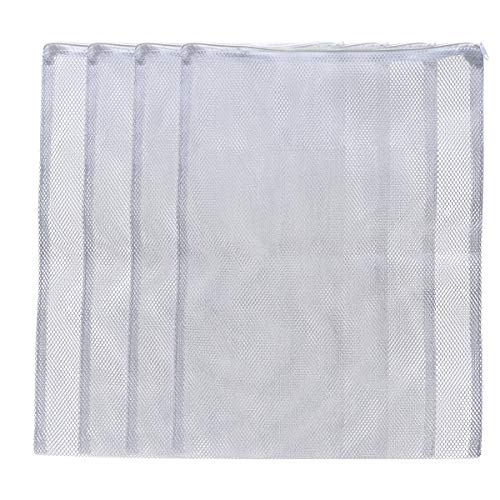 ALEGI Large Filter Media Bags,Aquarium Mesh Bags with Plastic Zipper,White Net Bags for Bio Balls, Ammonia Remover 17.8" by 13.5" (4pcs)