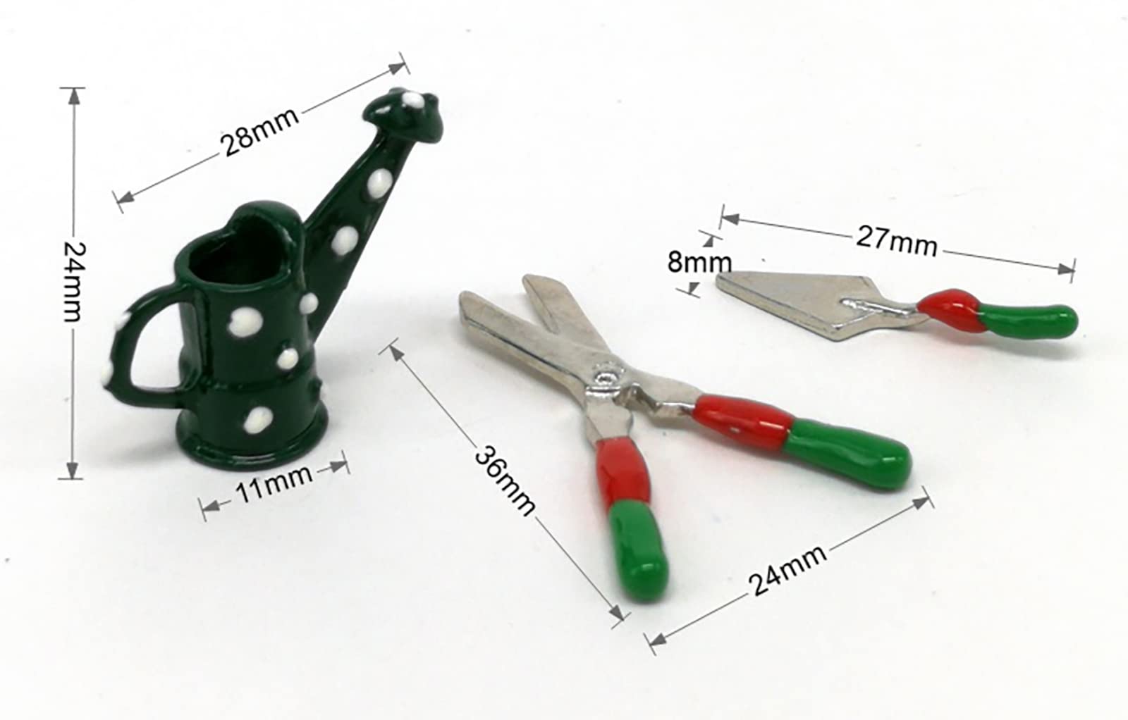 6 Pcs 1:12 Miniature Dollhouse Garden Tools Miniature Shovels Watering Can Mini Doll House Working Accessories [FDXGYH]