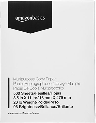 Amazon Basics Multipurpose Copy Printer Paper, 20 Pound, White, 96 Brightness, 8.5 x 11 Inch - 10 Reams (5,000 Sheets Total)