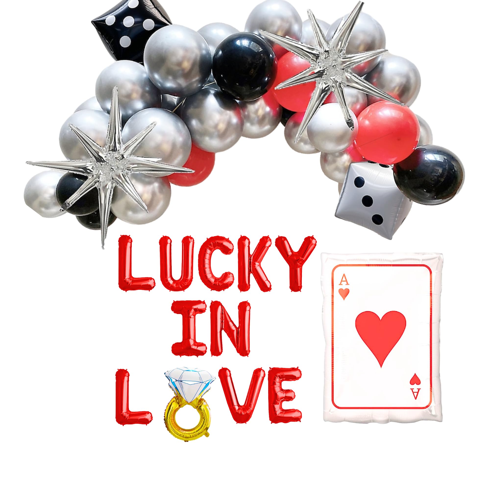 100% LIKED-Lucky In Love Vegas Bachelorette Decorations Balloon Garland and Banner Set, Las Vegas Bach Party, Vegas Bachelorette Party Lucky In Love Bridal Shower Garland