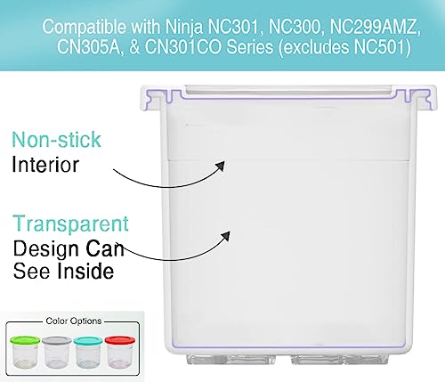 4 Pack Containers Extra Replacement for Ninja Creami Pints and Lids, (16oz) Cups Compatible with NC301 NC300 NC299AMZ Series Ice Cream Maker - Dishwasher Safe, Leak Proof Lids Pink-Mint-Grey-Blue