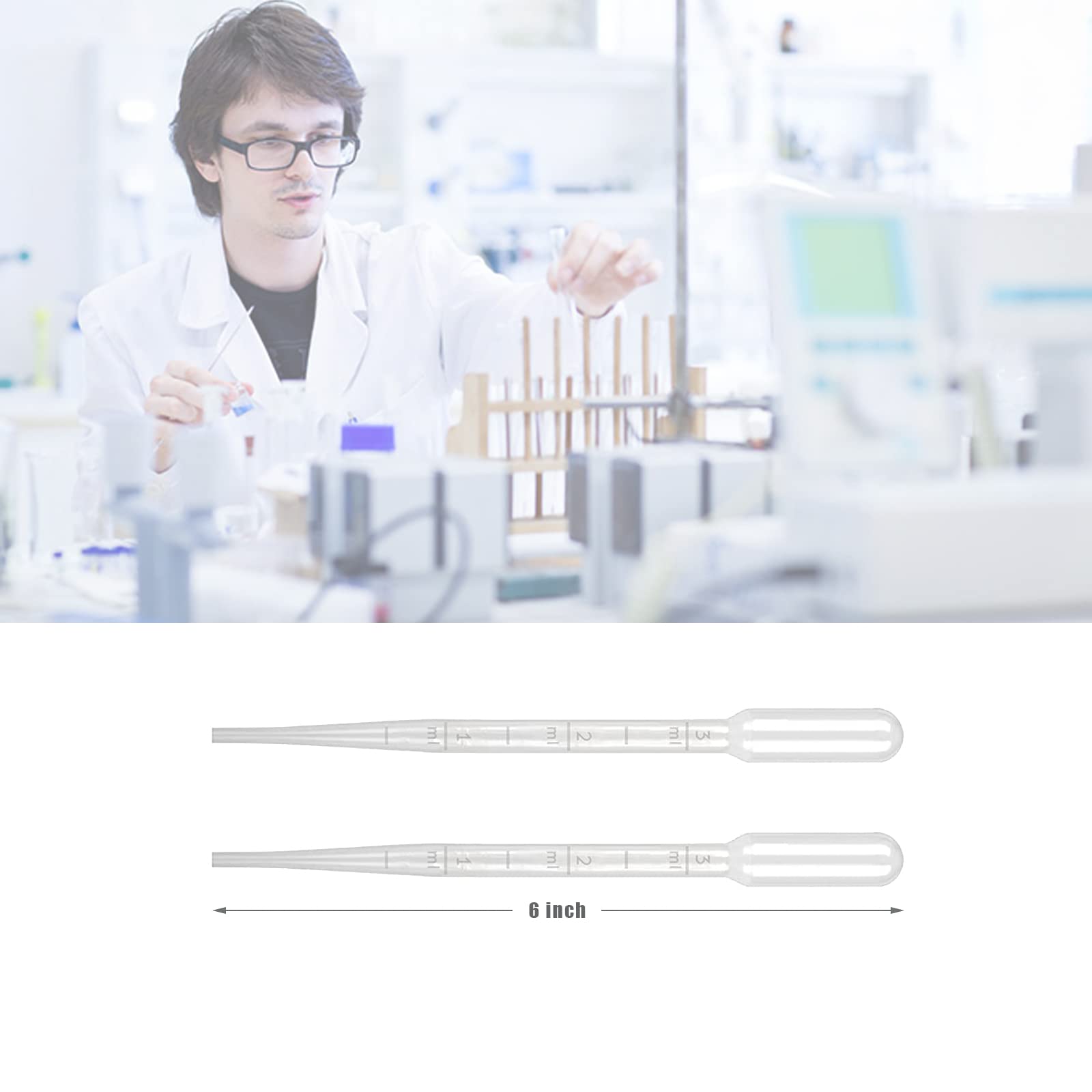 100PCS 3ML Disposable Transfer Pipettes Dropper,Essential Oils Pipettes Dropper,Tools for Science Laboratory and DIY Art