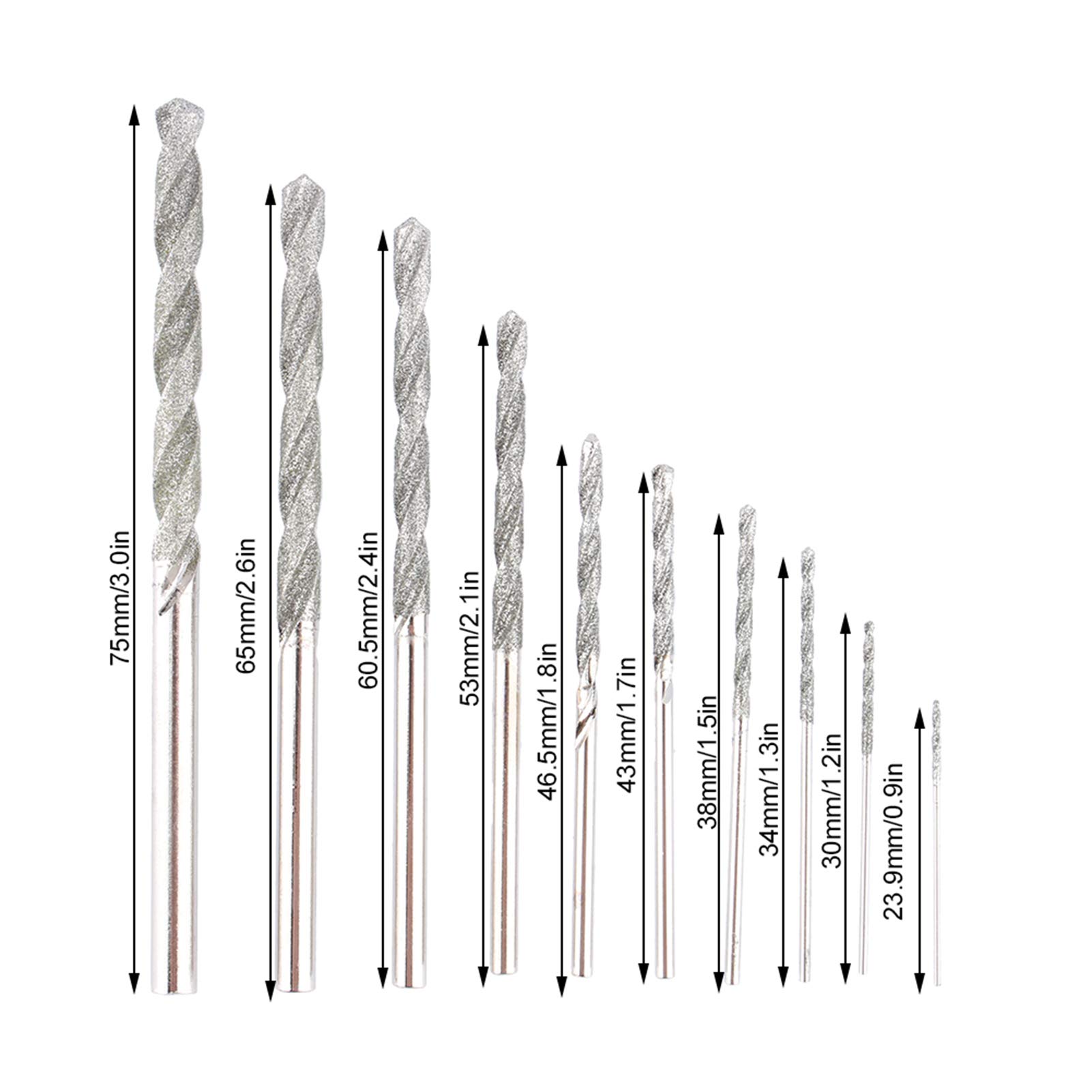 10pcs Diamond Drill,Glass Drill Bit,Diamond Tipped Drill Bit Set Drill Bits for Glass Tile Stone 0.8‑4.0mm,for Metals, Agates, Gems, Pearls, Pendants and Pebbles, Tile Drill Bits Diamond Drill Bi