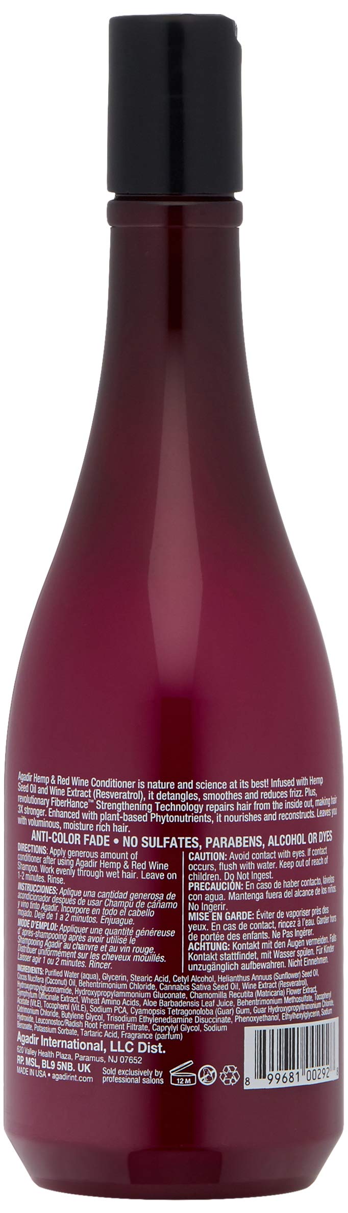 AGADIR Hemp & Red Wine Moisturizing Conditioner, 14.5 Fl Oz