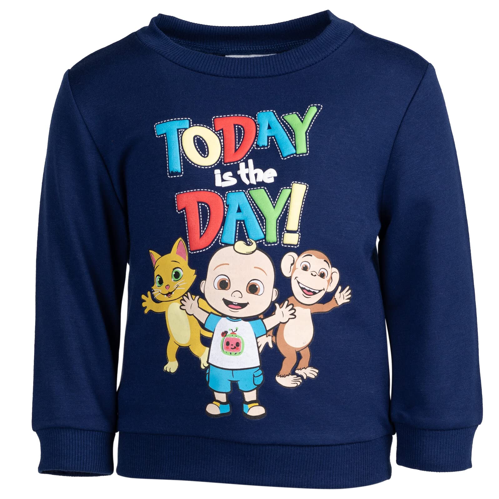 CoComelon Kiki Cat Mochi JJ Infant Baby Boys Fleece Sweatshirt and Jogger Pants Set Navy/Gray 18 Months