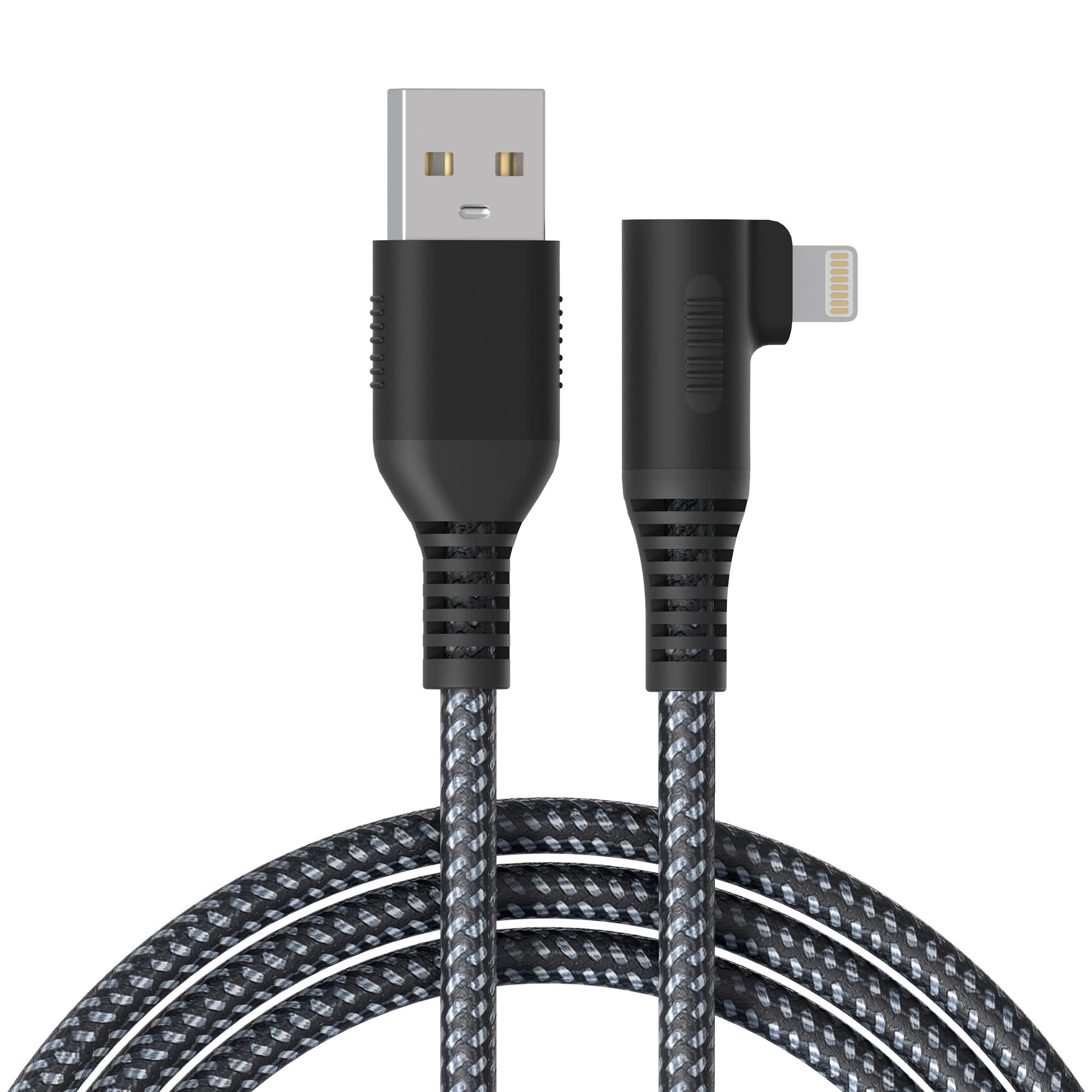 10FT iPhone Charger 90 Degree, [Apple MFi Certified] USB-A to Lightning Cable Right Angle, Nylon Braided iPhone Fast Charging Cord for iPhone 14 13 12 11 Pro Max XR XS X 8 7