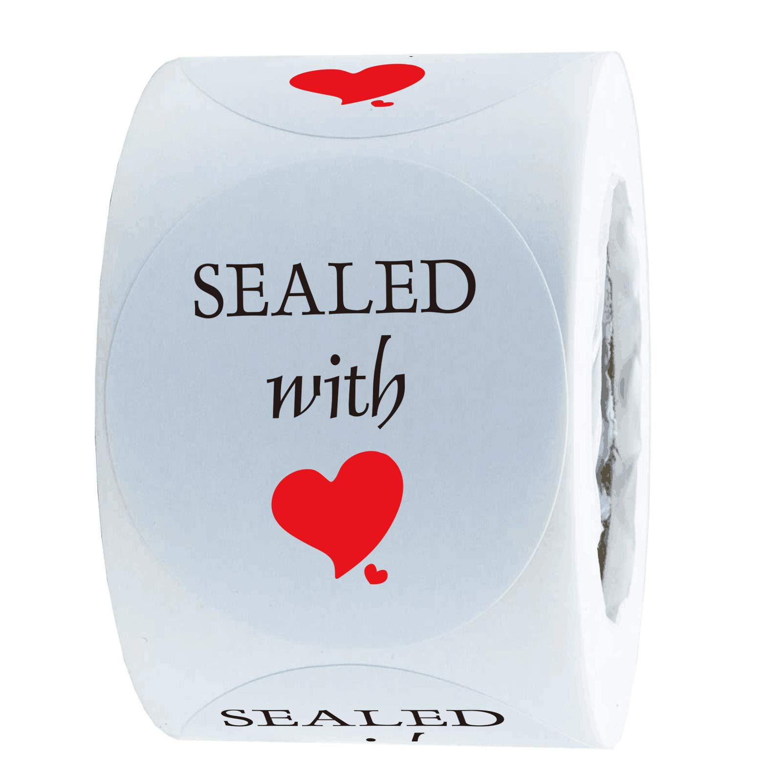 reMarkable Sealed with Love Stickers, 1.5 Inch Kraft Paper Heart Stickers, 500 Labels on a Roll, White