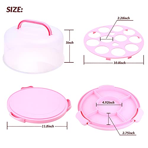Ohuhu Cake Carrier Cupcake Containers Keeper Cake Stand with Lid Portable Round Cake Container Holder with Handle Two Sided Base for Pies Cookies Nuts Fruit Suitable for 10 inch Cake Perfect Gifts