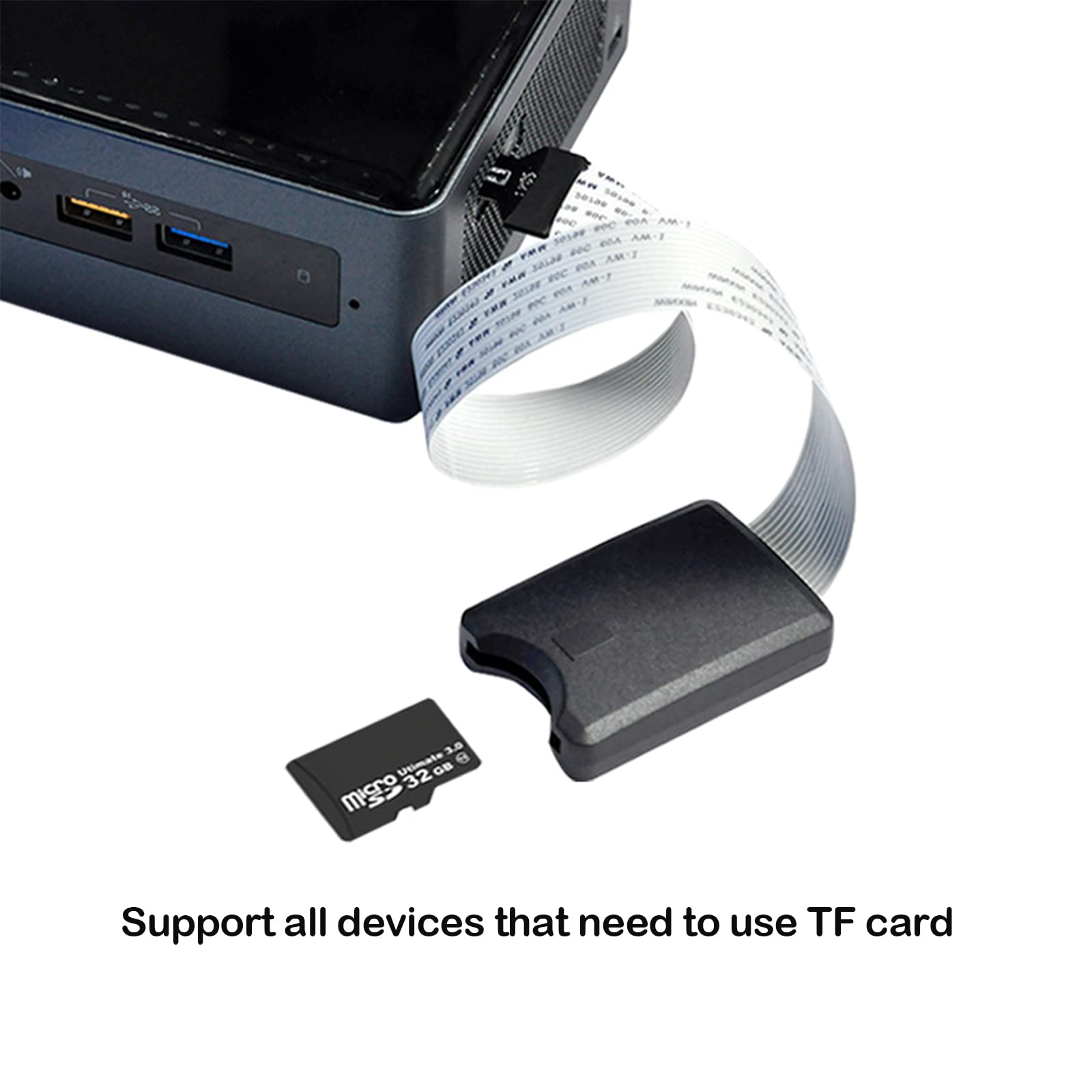 ASHATA Mini SD to Mini SD Card Extension Cable Adapter Flexible Extender with Case, TF to TF Extender Cable for 3D Printer/Car/GPS/Camera/DVD/DVR/LED Display Board (60CM)