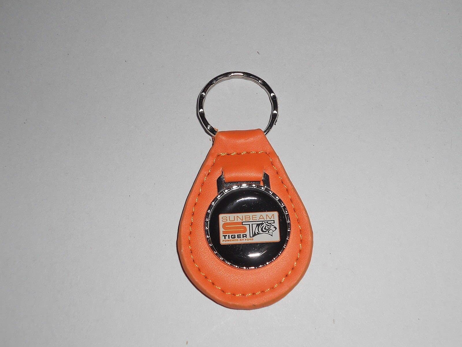 1960's SUNBEAM TIGER VINTAGE LOGO LEATHER KEYCHAIN - PUMPKIN