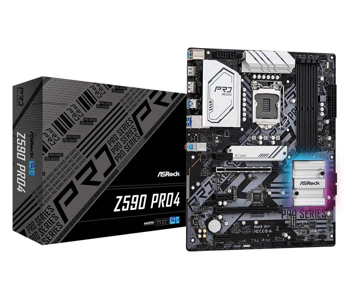 ASROCK Z590 PRO4 Socket LGA1200/ Intel Z590/ DDR4/ Quad CrossFireX/ SATA3&USB3.2/ M.2/ ATX Motherboard