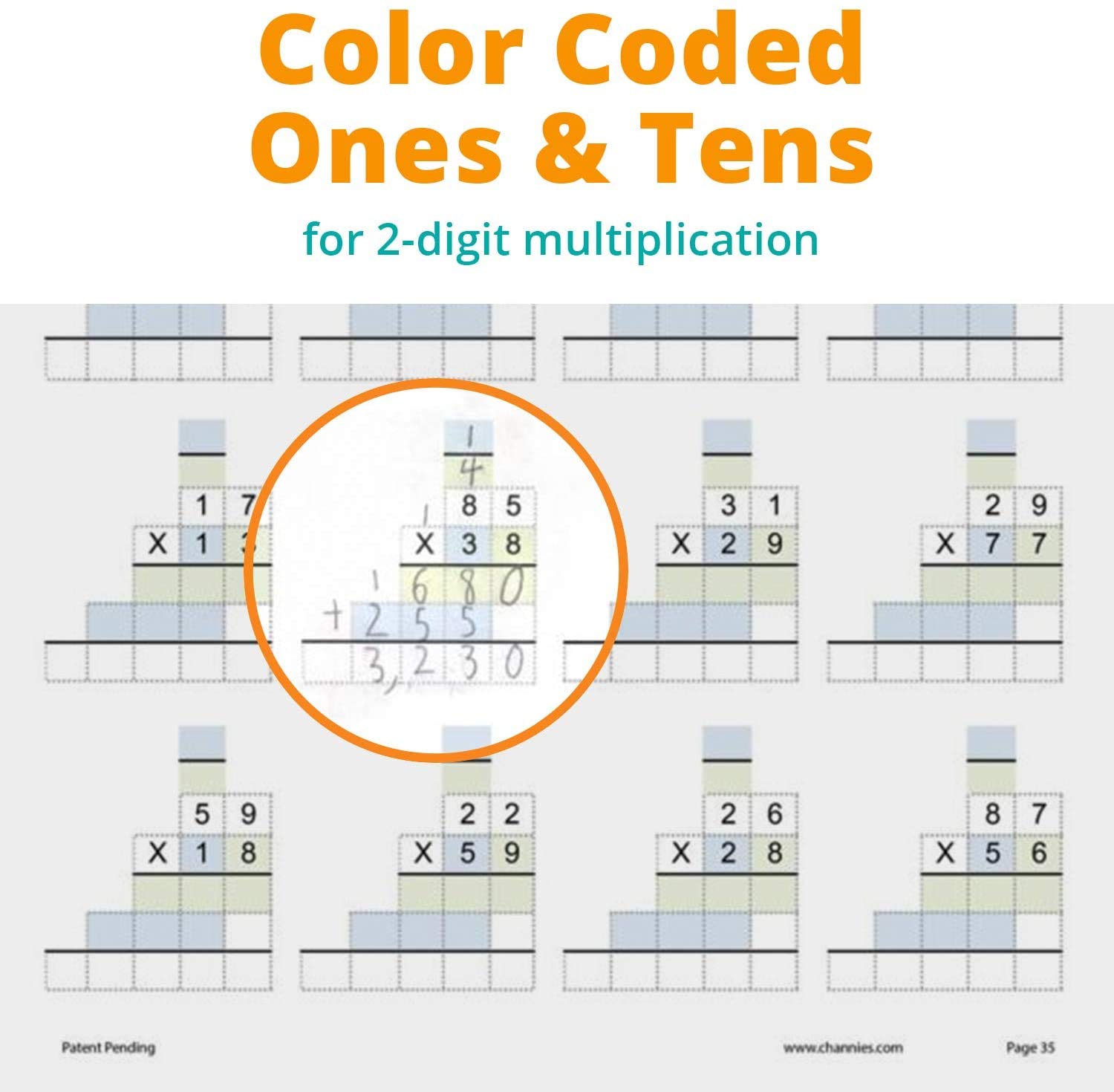 Channie’s 2 Pak Dry Erase Multiplication Memory and practice chart 18" x 12" Single & Double digit