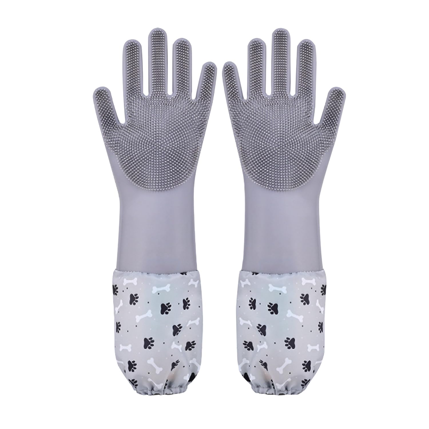 1TO3GO Pet Grooming Gloves Pet Hair Remover Cat, Dog Washing Gloves Silicone Heat Resistant Cleaning Gloves with High-Density Teeth Grooming Gloves for Dogs, Cats, Horses, Rabbits (1 Pair - Gray)