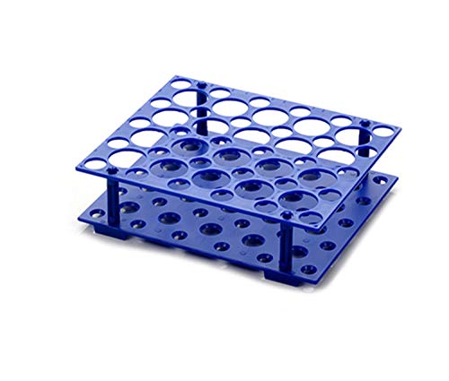 Centrifuge Tube Racks for 10ml,15ml,50ml 50-Well Detachable Plastic Test Tube Rack Holder 2 Pack (Blue)