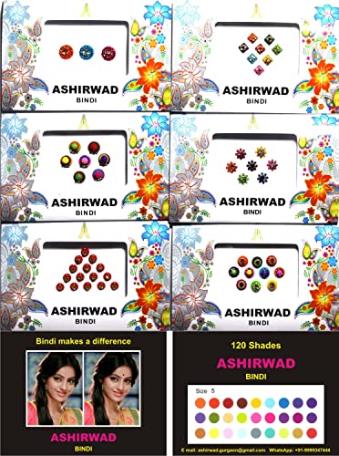 ASHIRWAD Indian Multicolor Multisize, Multi Design Reusable Stone Crystal Bridal Bindis, Forehead Tika, Face Jewels Stickers (Bindi-004)