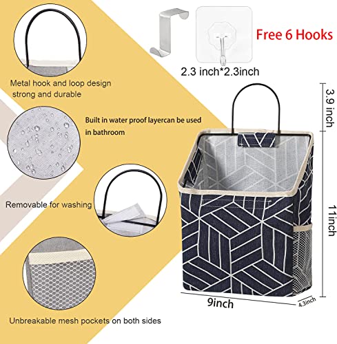 3Pack Wall Hanging Storage Bag Waterproof Over The Door Closet Organizer Hanging Pocket Linen Cotton Organizer Box Containers for Home,Dormitory,Bedroom, Bathroom (3 Pack)