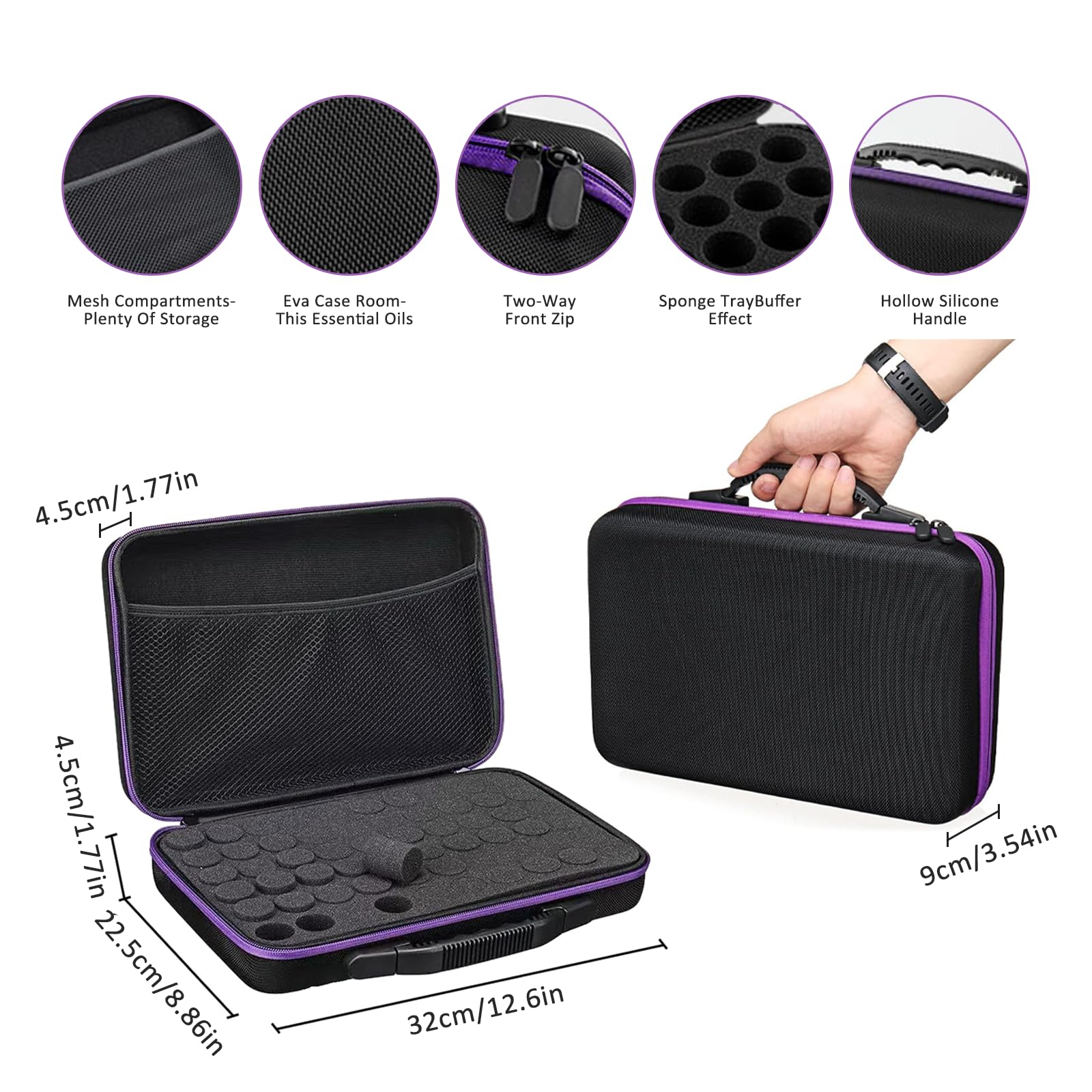 60 Bottle Essential Oil Storage Organizer Carrying Case, Essential Oils Holders Organizer Essential Oil Bag Holds 5ml 10ml 15ml Oils Bottle,Compatible with do Terra,Young Living,Vallejo,Army Painter