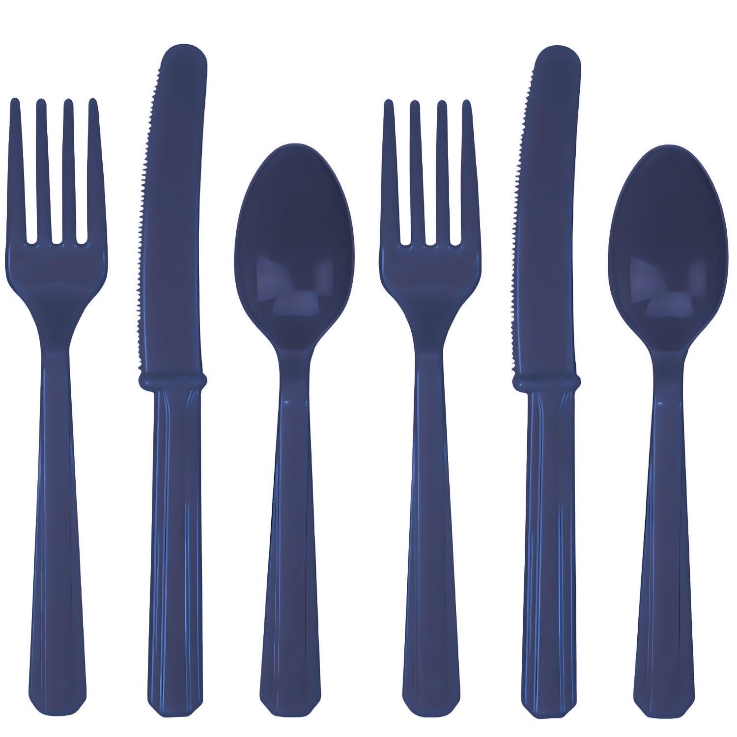 Assorted Navy Blue Plastic Cutlery (Pack of 24) - Elegant, Durable & Disposable Party Supplies for Every Occasion