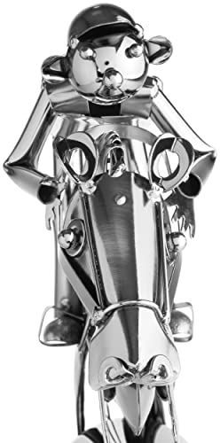 BRUBAKER Wine Bottle Holder 'Horseback Riding' - Table Top Metal Sculpture - with Greeting Card