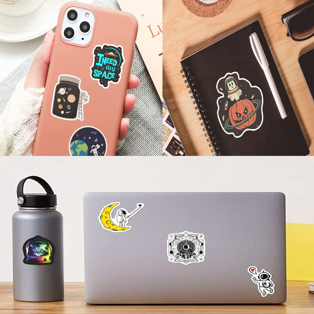 100PCS Astronaut Stickers for Water Bottle,Space Moon Rocket Stickers for Boy Teens,Space Theme Spaceman Astronomy Gifts for Adults Teens Boys Stickers for Art Journaling Scrapbook Skateboard Decals