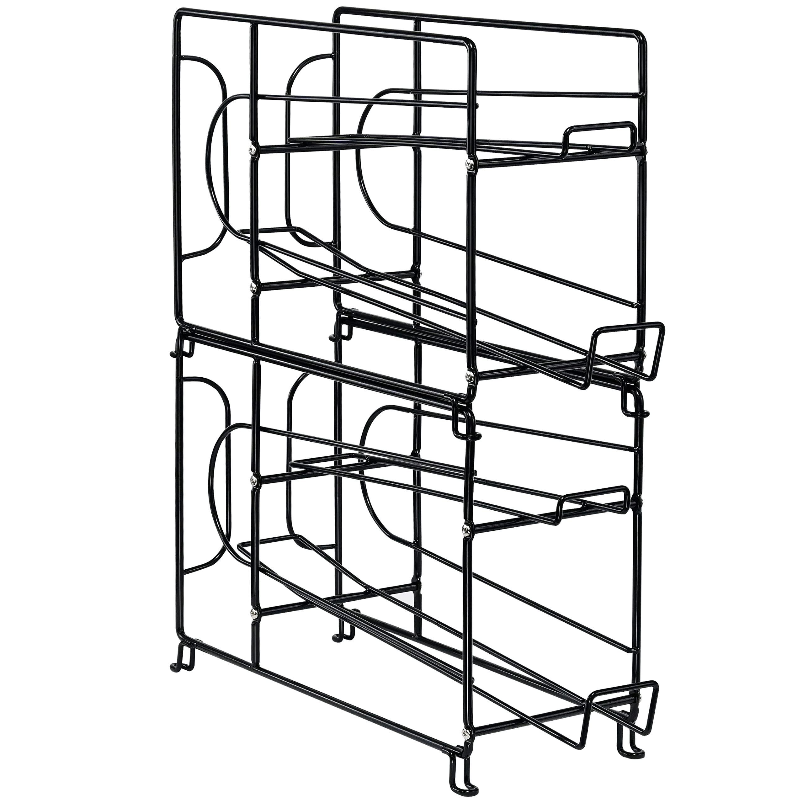 2 Pack -SUFAUY Stackable Beverage Soda Can Dispenser Organizer Rack for Pantry or Refrigerator, Black