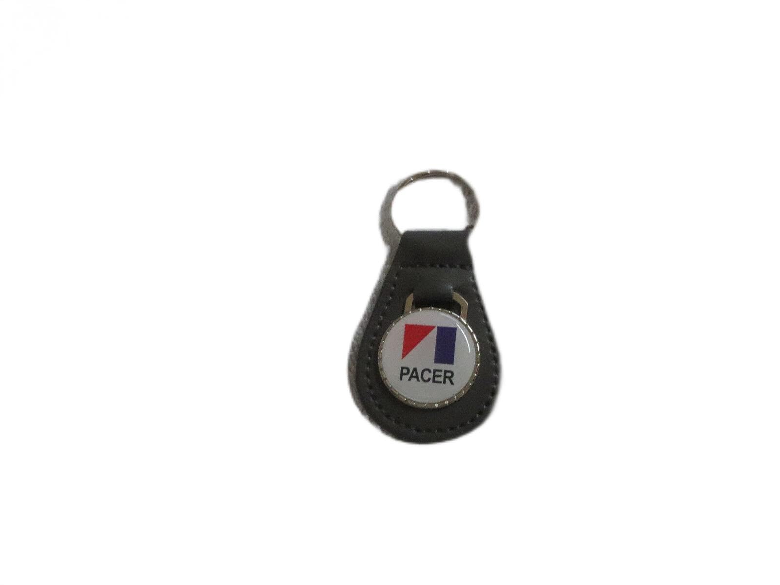 1975 1976 1977 1978 1979 AMC PACER LOGO EMBLEM LEATHER KEYCHAIN - DARK GRAY