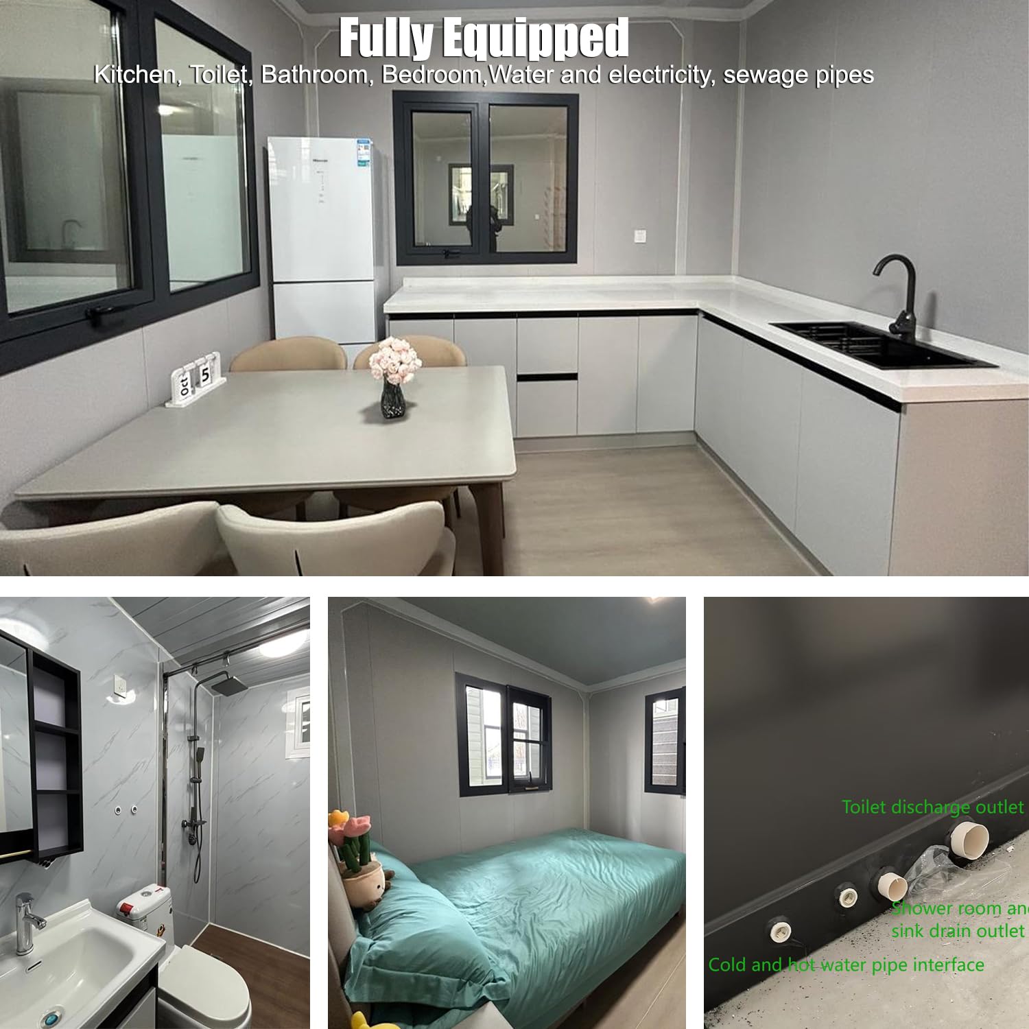 2 Bedroom 20ft Prefab House Tiny Home to Live in for Adults Mini Foldable Mobile Container Home Modular Guest Homes kit casas prefabricadas para Vivir