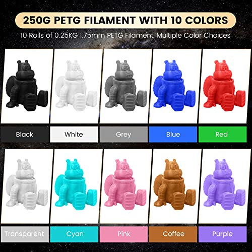 2500g 3D Printer Filament Bundle Multicolor, SUNLU PETG Filament&SUNLU PLA+ Filament, 10 Pack+8 Pack