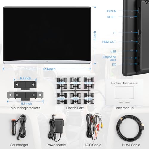 13.3" Upgrade Android 11 Car Headrest Video Players with 2.4G/5G Dual Brand WiFi, Dual Rear Seat TV Monitors Can Sync Screens, IPS Touch Screen 4K Tablets, HDMI Out/in Bluetooth FM USB-2G+32G