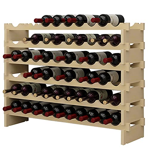 DlandHome 60 Bottle Capacity Stackable Storage Wine Rack 6-Tier Standing Bottles Wood Storage Shelf DUS-BY-WS002