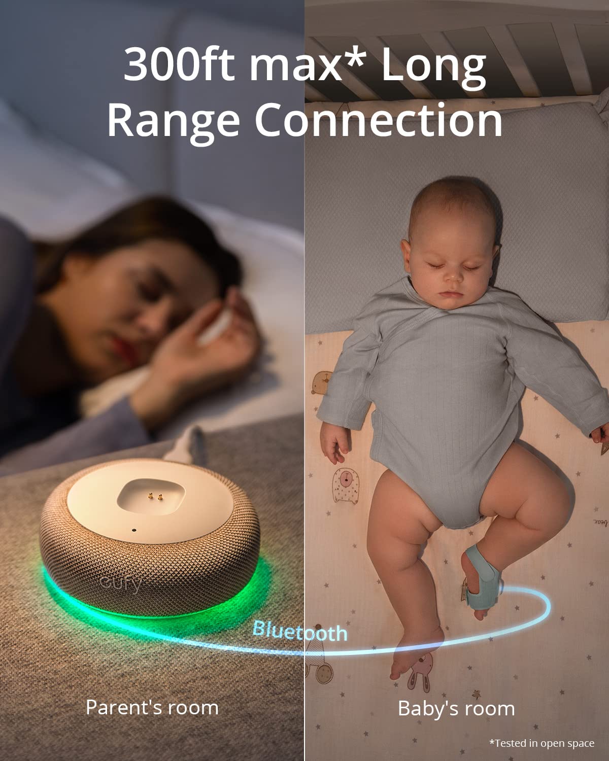 eufy Security Baby Smart Sock Baby Monitor with 2.4 GHz Wi-Fi, Track Sleep Patterns, Naps, Heart Rate, AI Cry Detection, Pan and Tilt, No Monthly Fee
