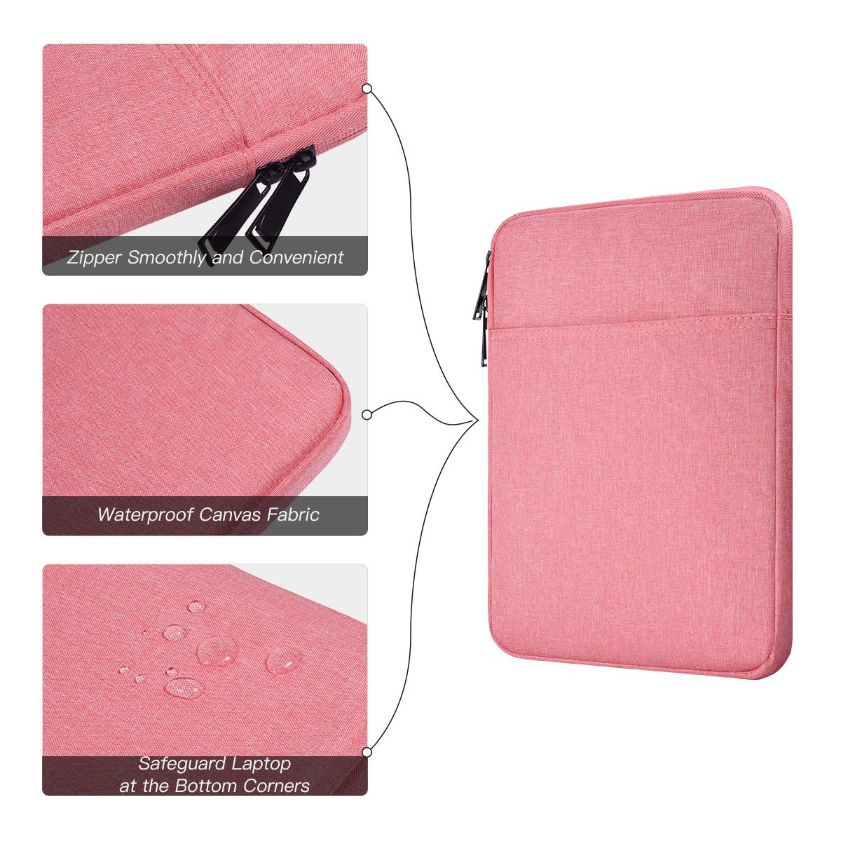9-11 Inch Tablet Sleeve Case Bag for iPad 10.2 2021-2019, iPad 10th 10.9 2022, iPad Pro 11 M4/Air 11 M2, iPad Air 5/4 10.9, Samsung Galaxy Tab A8 10.5, Fit Apple Smart Keyboard, Pink
