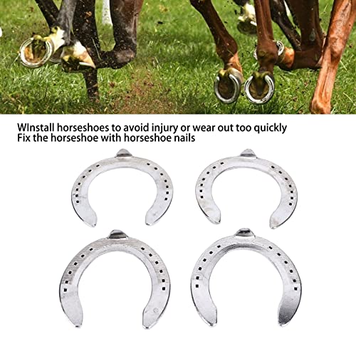 4pcs Horseshoe Kit, Aluminum Alloy Horse Shoes Light Weight Reliable Practical Horse Riding Accessory for Horse Racing Racecourse(No 4)