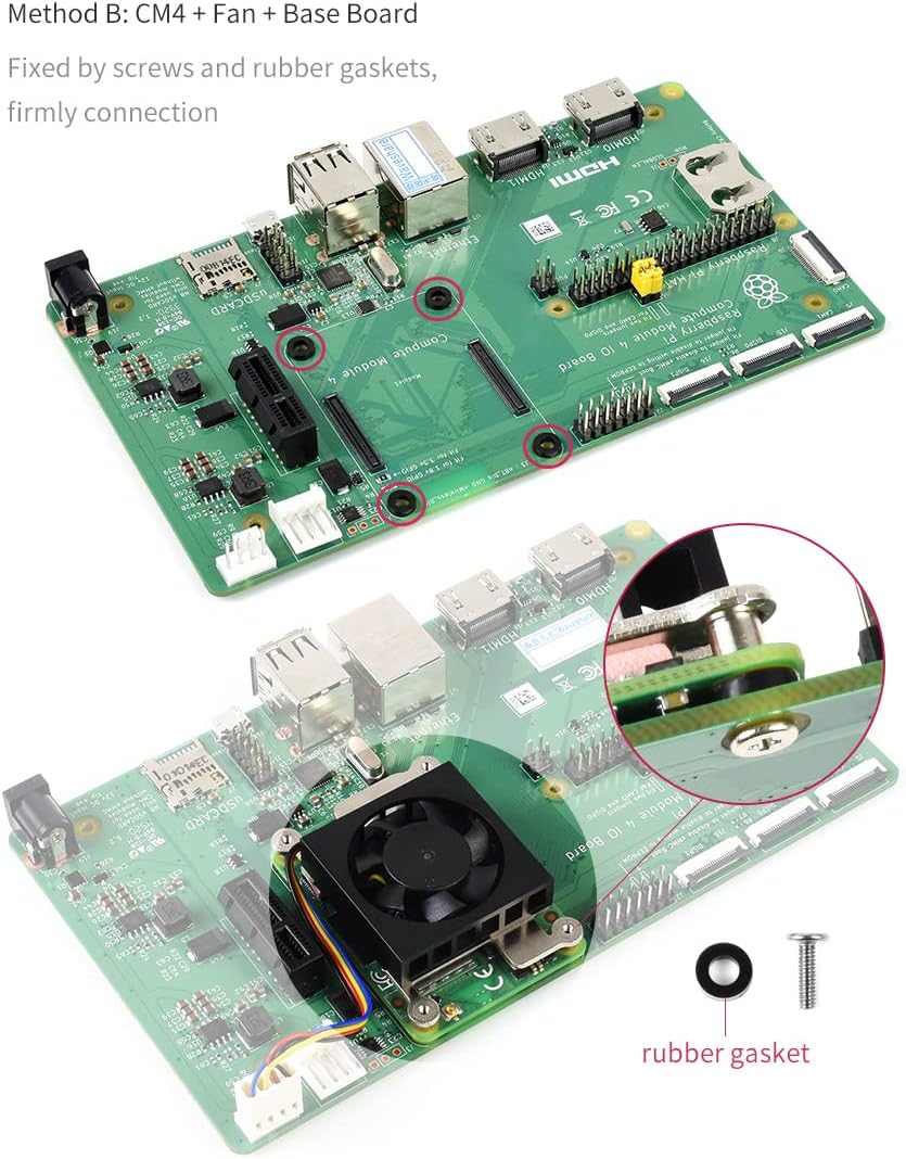 for Compute Module 4 3007 Cooling Fan 5V CPU Cooling Fan Cooler Radiator with Thermal Tapes, Low Noise, PWM Speed Adjustment