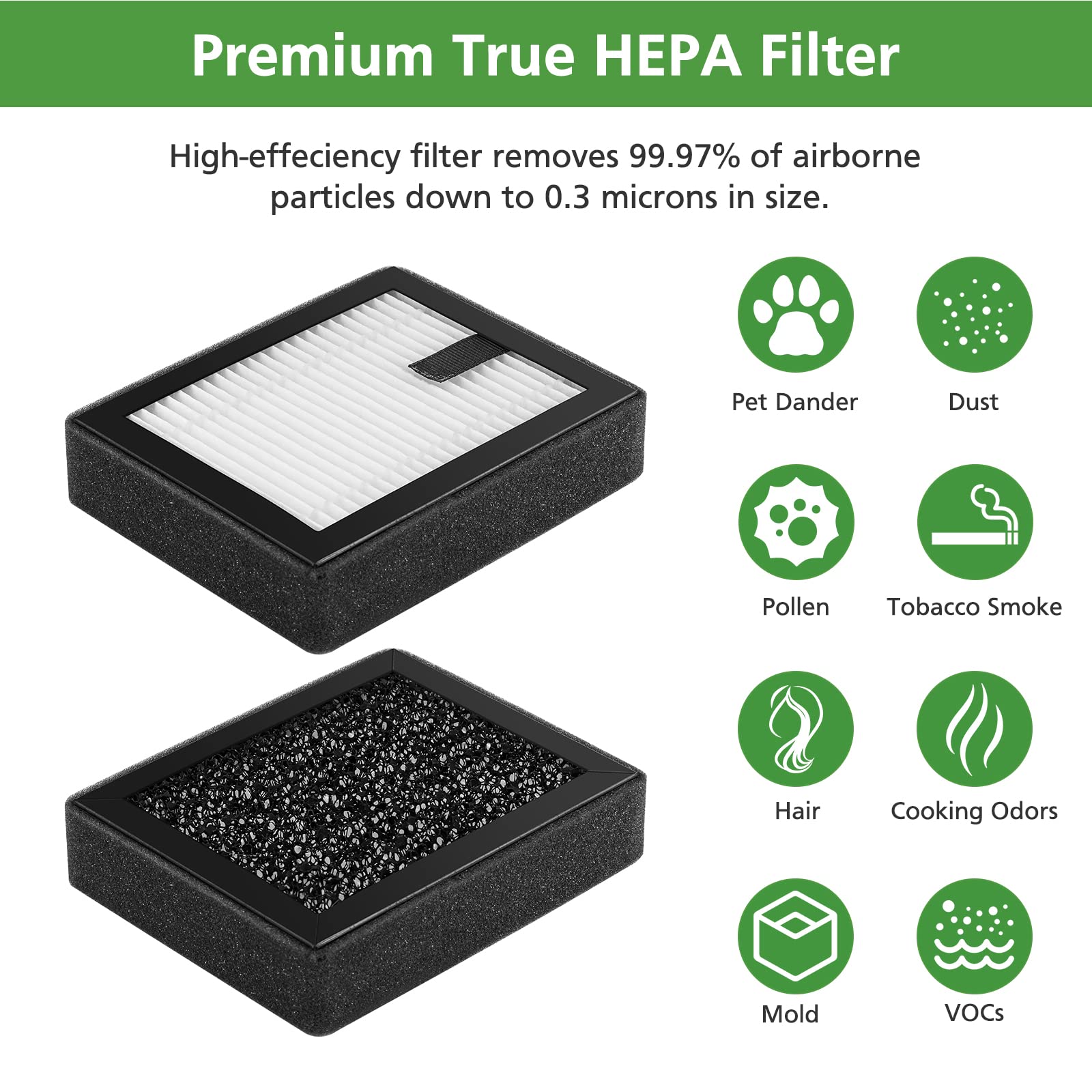 9-Pack PM1220 True HEPA Replacement Filter Compatible with MOOKA and KOIOS PM1220 Compact Desktop Air Purifier,3-in-1 True HEPA Replacement Filters