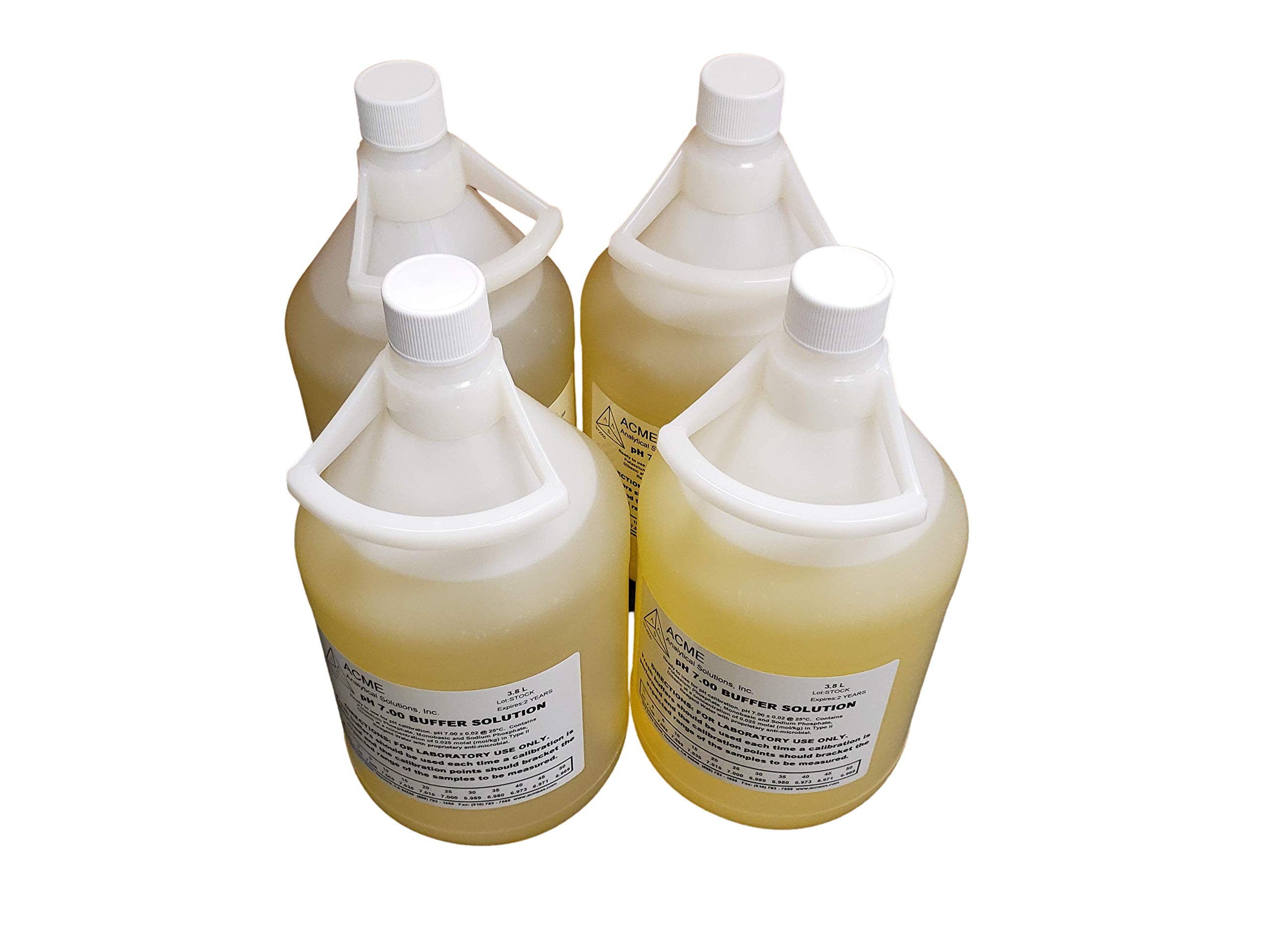 Acme Analytical Solutions pH 7 Buffer Solution, pH Calibration Solution, 2 Gallons, pH Meter Calibration Solution, NIST Traceable Reference Standard, Designed for All pH Meters, 4 x 3.8 Liters