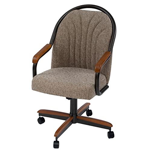 AW Furniture Casual Dining Barell Swivel and Tilt Rolling Dining Chair - 38in Hx24 Wx22 D, Metal