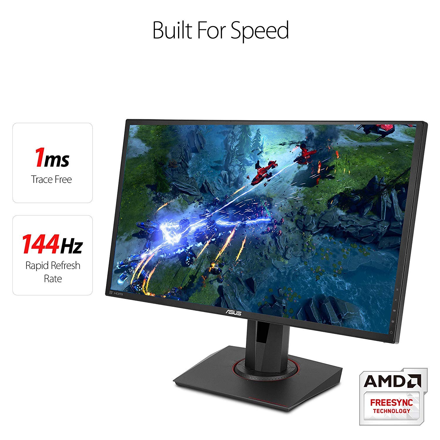ASUS 24in Full HD 1ms 144Hz DP HDMI FreeSync/Adaptive Sync Eye Care Esports Gaming Monitor Model MG248QR (Renewed)