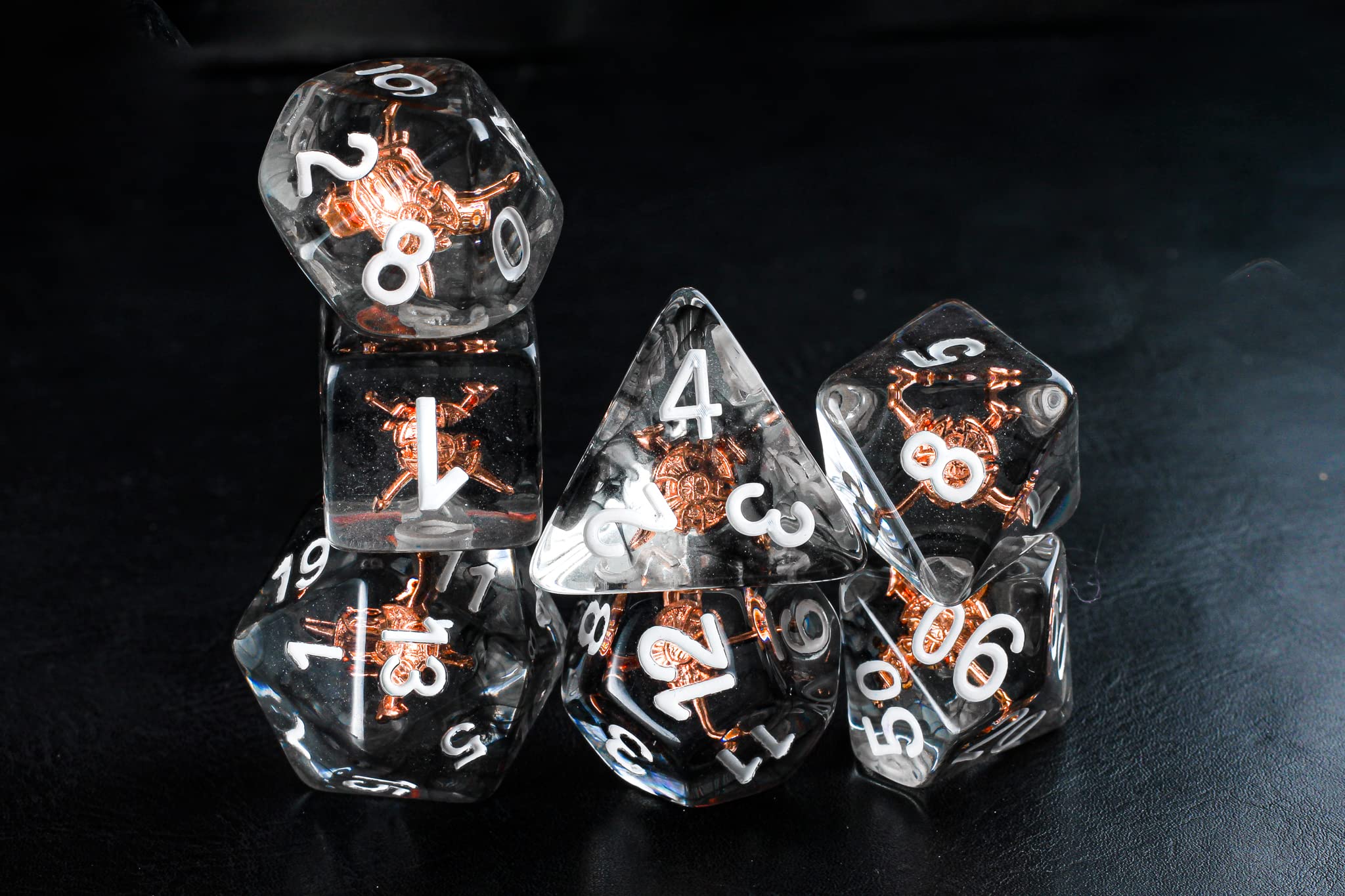 3DEGOS Black Rogue Pirate DND Dice Set for Dungeons and Dragons Gifts, D&D, D and D, Pathfinder, Accessories, D20, Polyhedral, Resin Dice, Metal, Dice Tray, Tower, Bag, Box