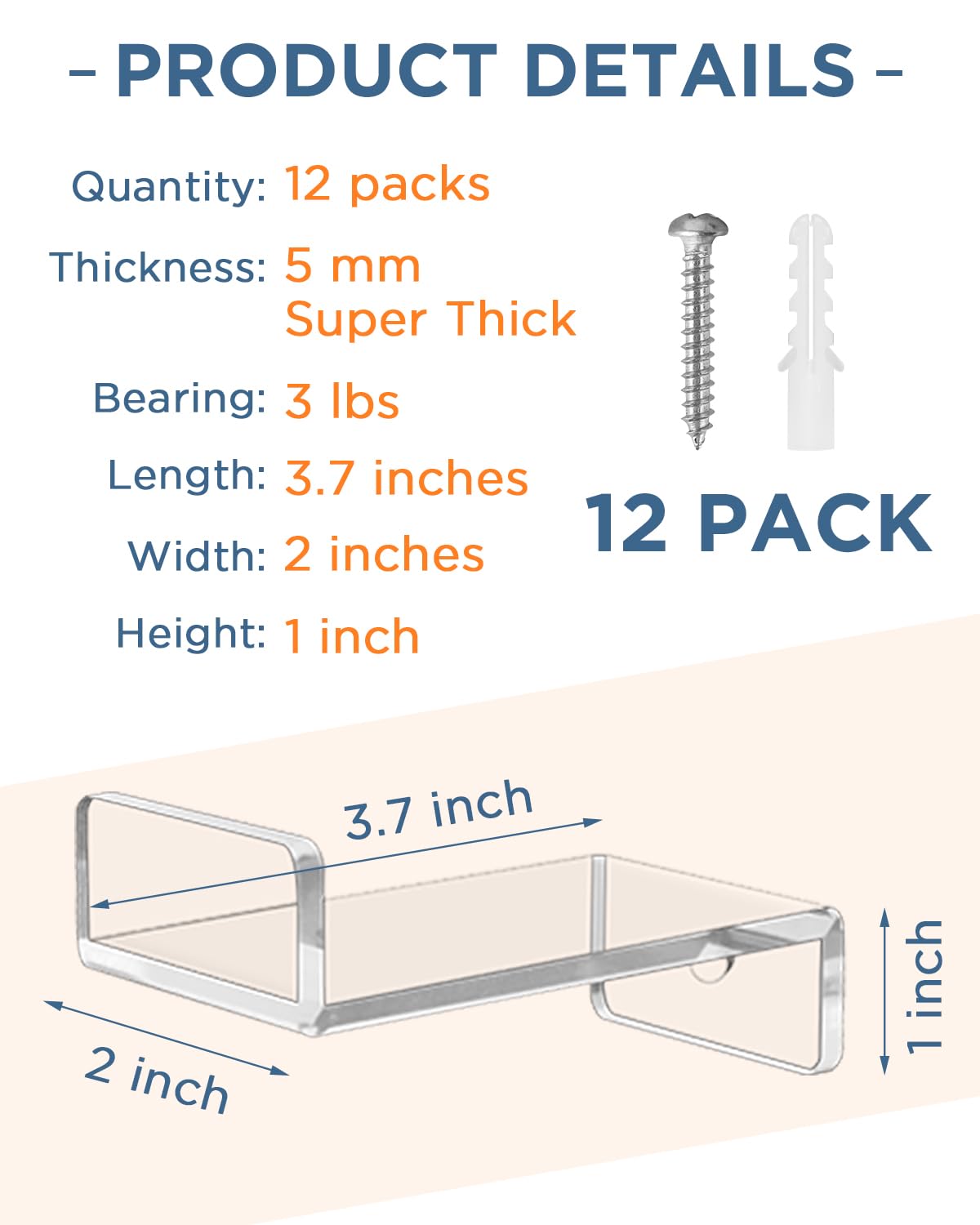 12-Pack Clear Acrylic Display Shelves for Funko Pop Shelves - Suitable for in-The-Box Figures with Soft Protector- Display Shelf for Funko- 4" Inch-Pop Wall Display