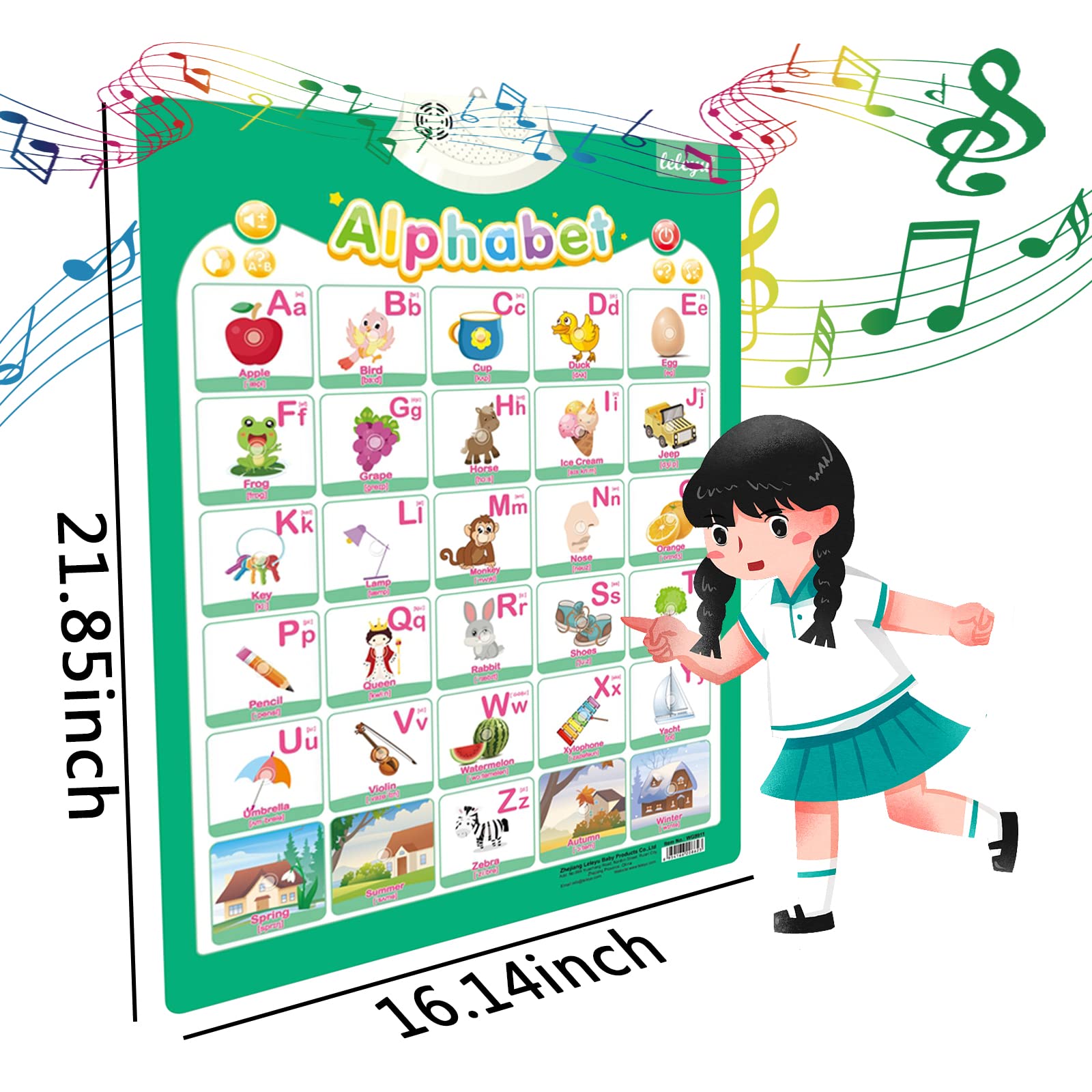6Pcs Electronic Interactive Alphabet Wall Chart for Kids, ABC Learning for Toddlers,Learning Toys for Toddlers, Talking ABC,123s,Animal,Fruits,Vehicles & Vegetables Poster,Preschool Gifts for Kids