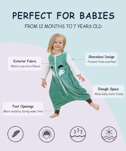Bycc Bynn Toddler and Early Walker Sleep Fleece Sack with Feet, Baby Sleeveless Wearable Blanket Sleeping Bag (Fox, Small (1-3T))