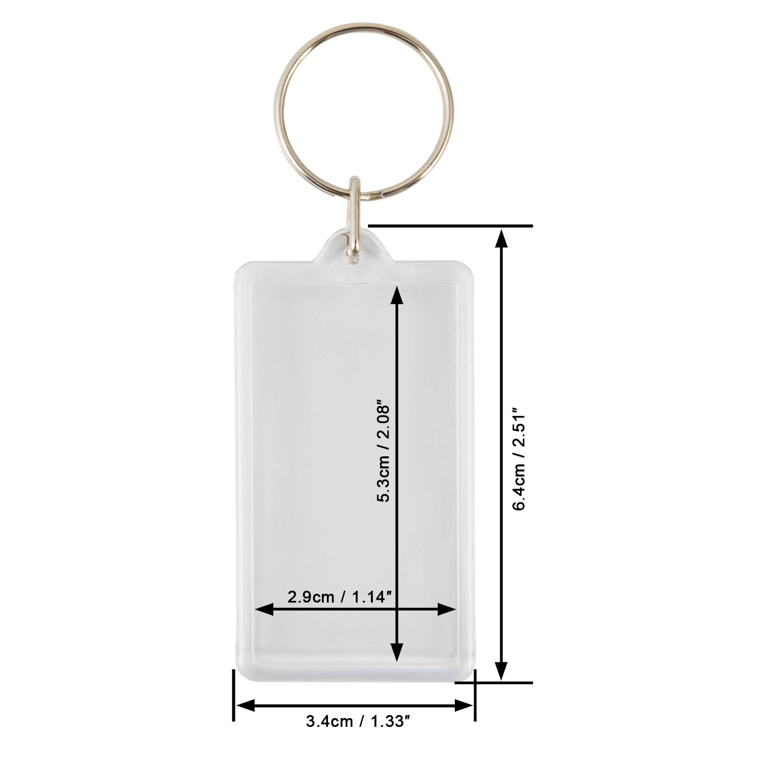 100pcs Custom Personalised Insert Photo Acrylic Blank Keyring Keychain Wholesale(Size:2.51"x1.33")