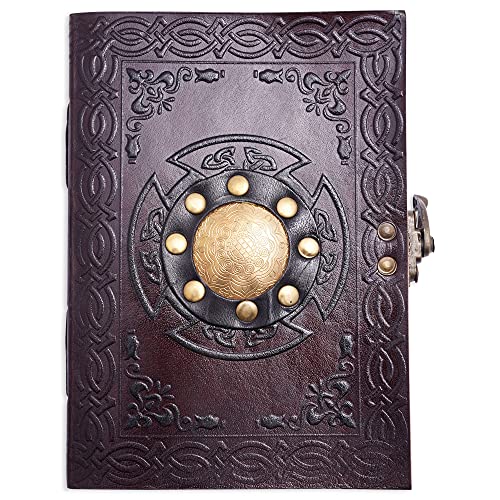 A5 Book of Shadows Travel Leather Journal Notebook, Supernatural Spellbook, Writing Diary With Lock