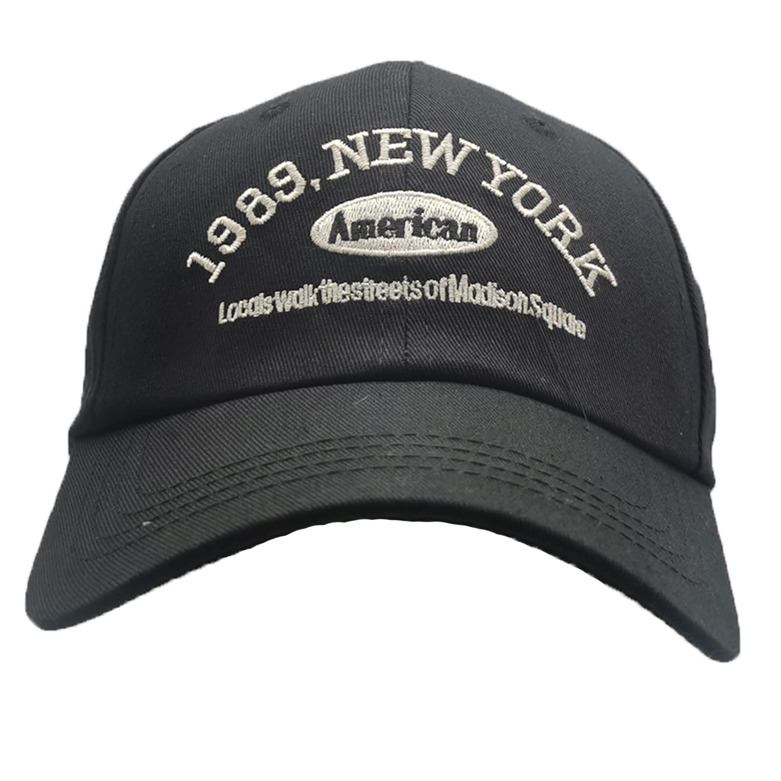 1989 New York Cotton Baseball Cap, Classic Vintage Washed Dad Hat Adjustable Snapback Summer Hats for Men Women Teens Kids Black