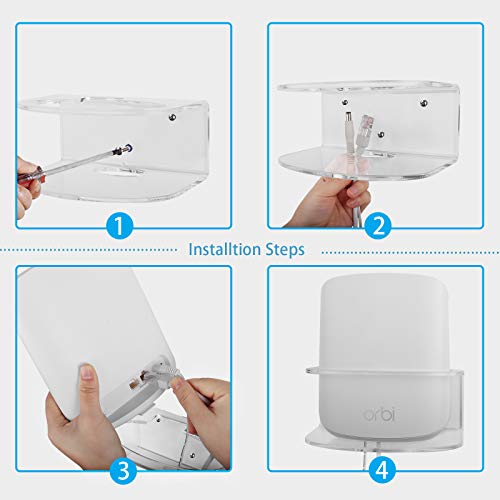 Acrylic Wall Mount Holder for NETGEAR Orbi Larger Whole Home Dual Band Mesh WiFi 6 System (RBK351)(RBK352)(RBK353)(AX1800) - Bracket Hanger Stand Holder for Orbi Larger WiFi 6 by TIUIHU (2-Pack)